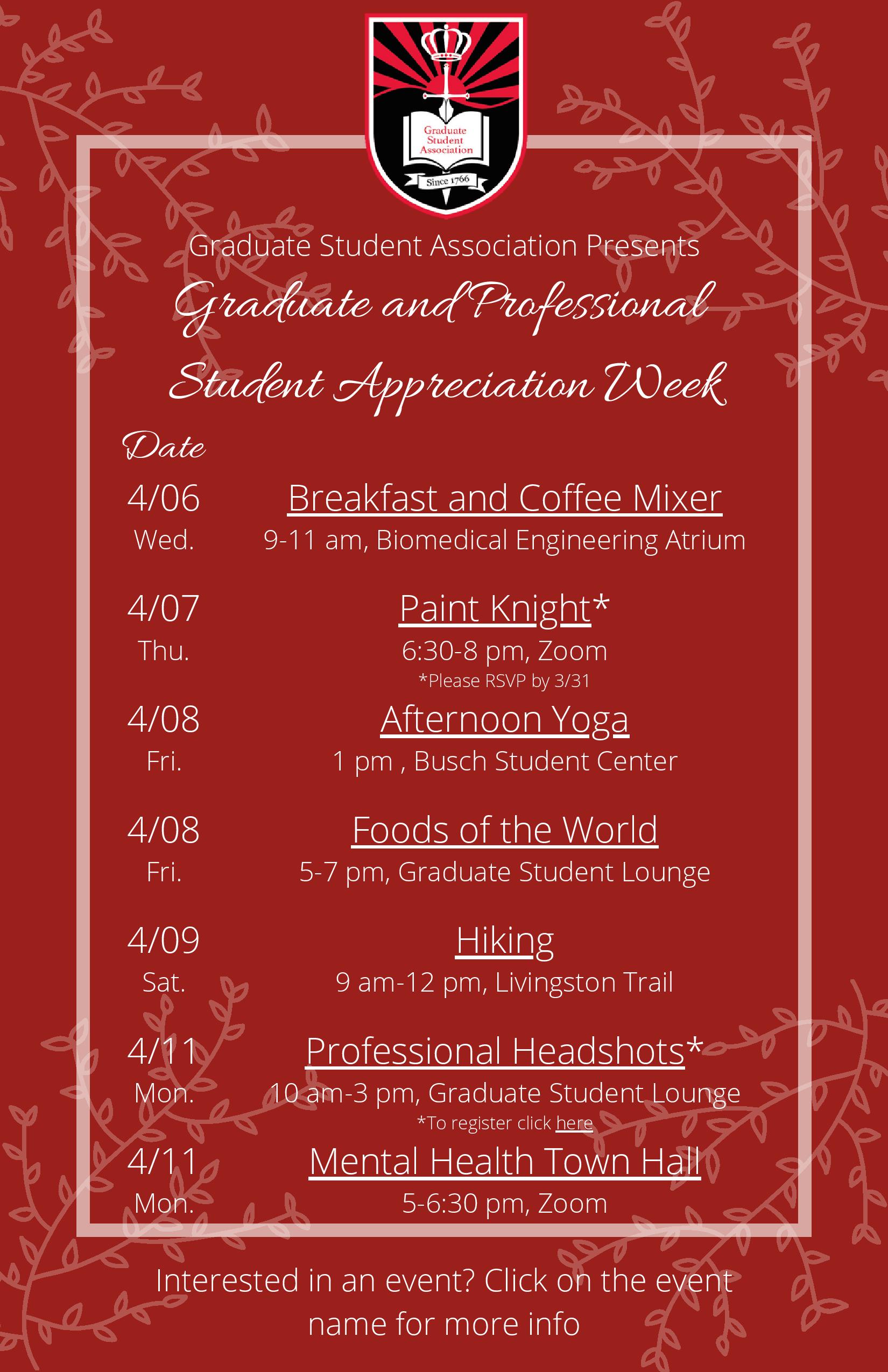 GSA Presents: Graduate and Professional Student Appreciation Week ...